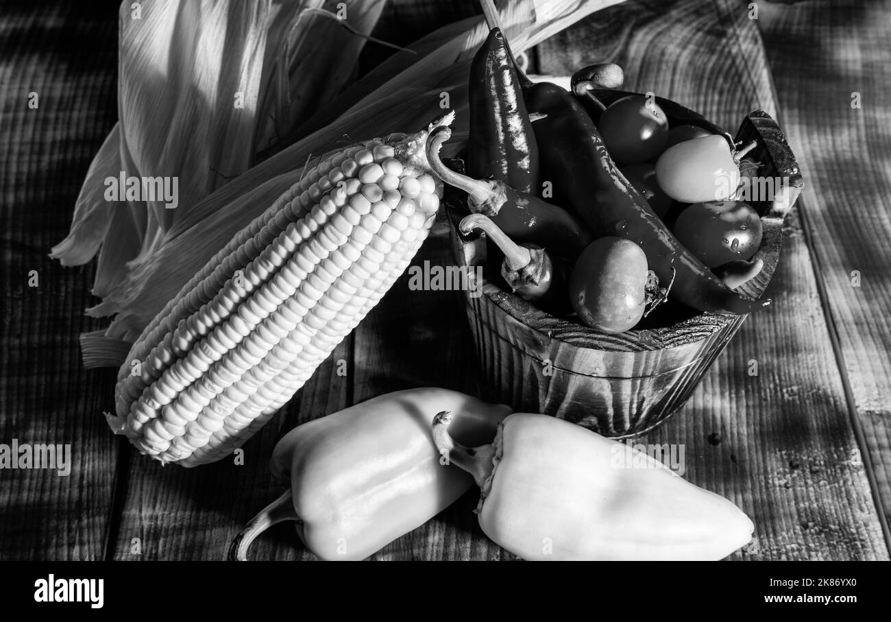 Enjoy fresh vegies. Raw vegetables wooden board. Fresh food. Eat it ...