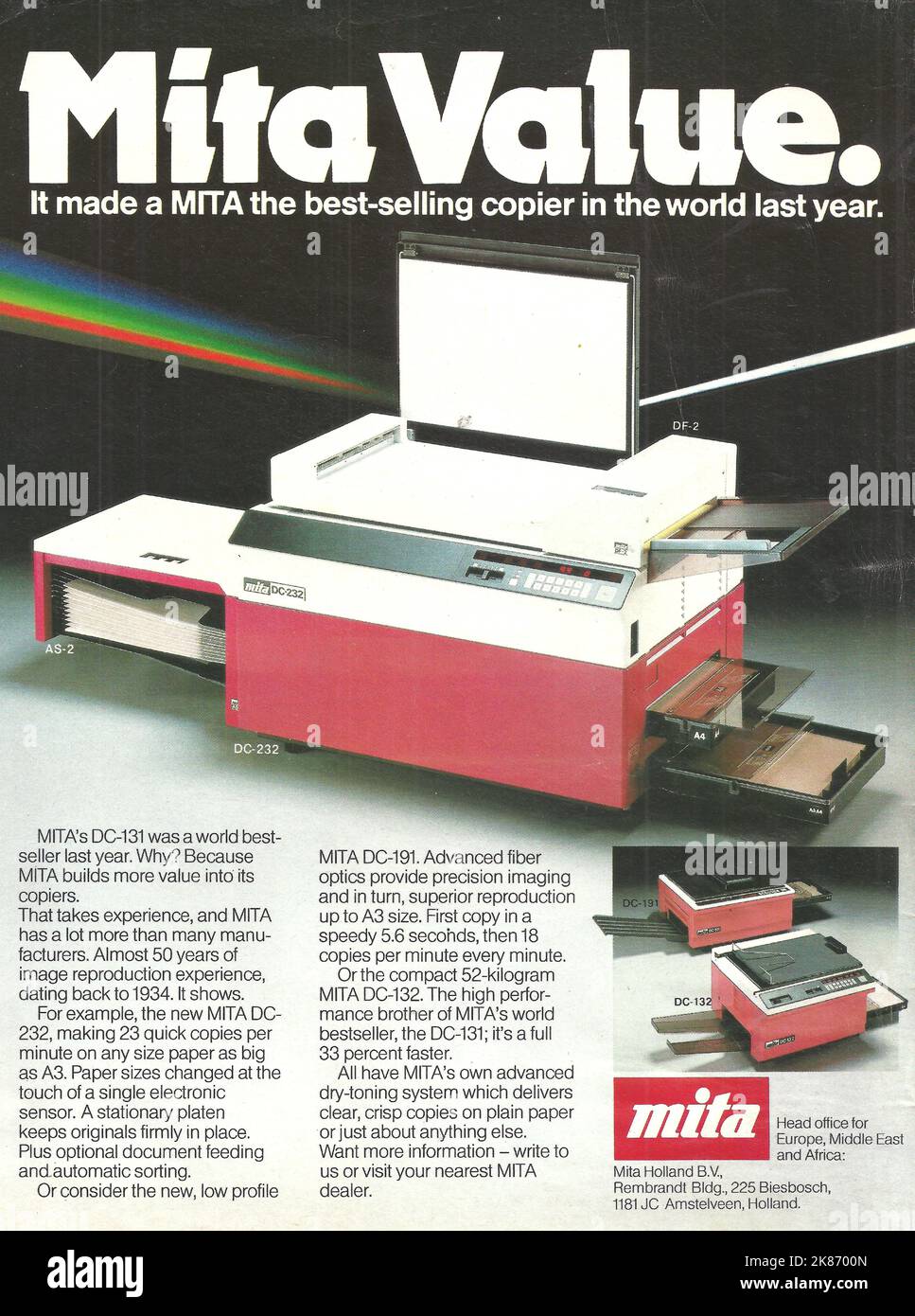 MITA red printer magazine advertisement Stock Photo - Alamy