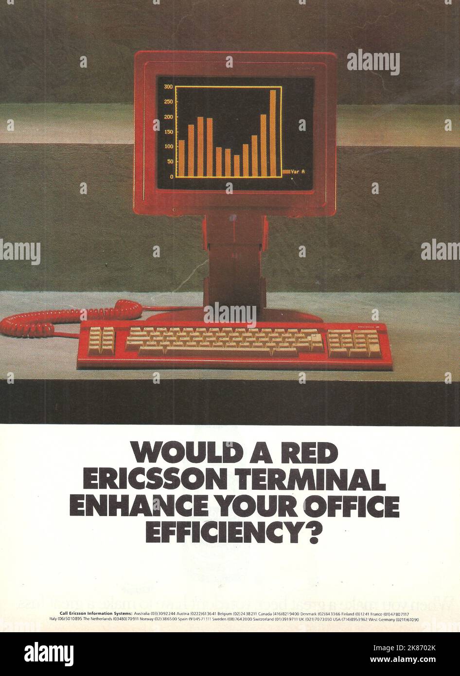 Ericsson red computer ERicsson computer advertisement Stock Photo - Alamy