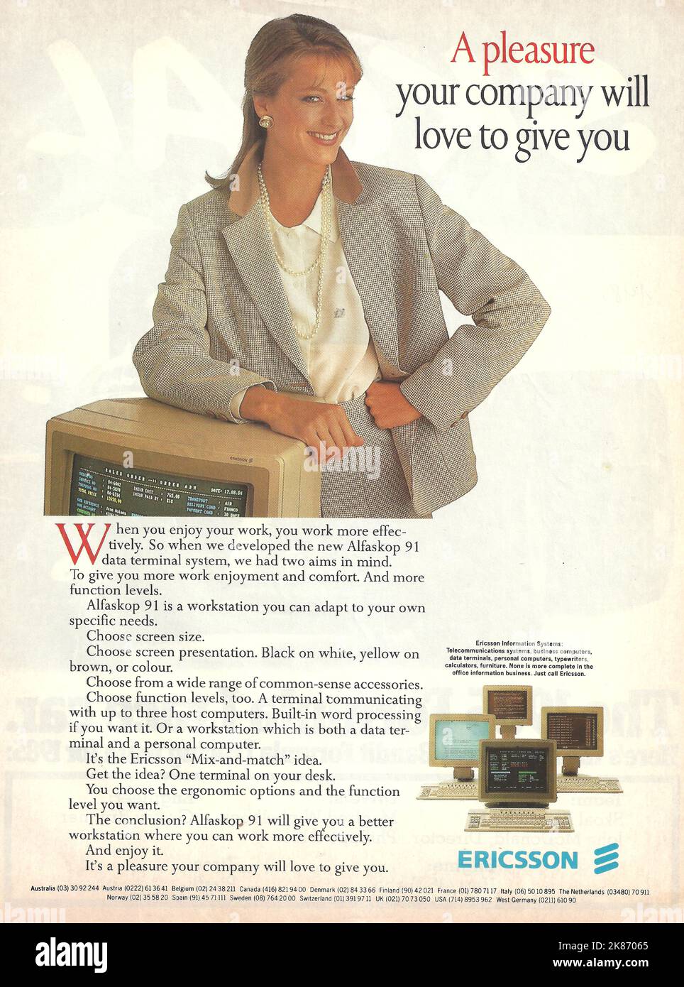 Ericsson computer vintage paper advert Stock Photo - Alamy