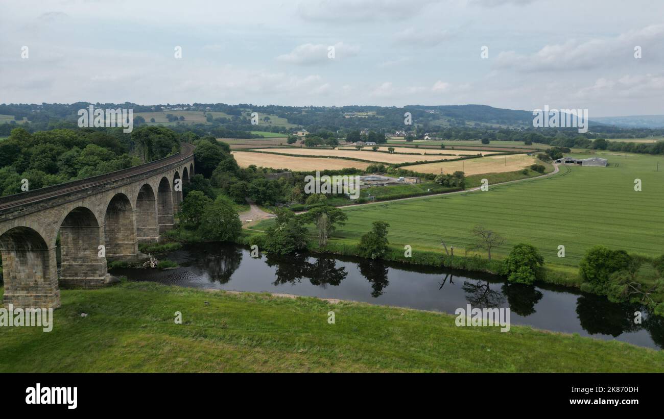 A beautiful shot of the Arthington Viaduct bridge and the River Wharfe ...
