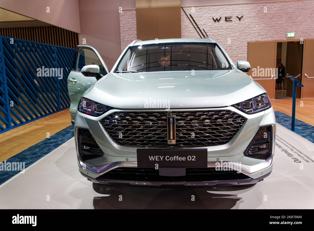 Paris, France. 17th Oct, 2022. The Wey Coffee 02 is displayed on the Wey booth during the 2022 ...