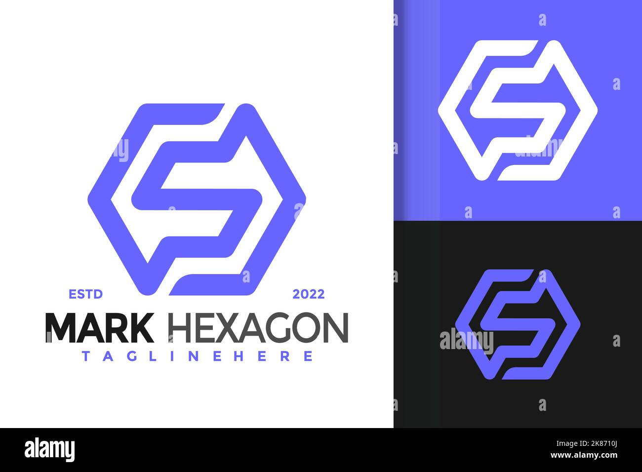 A modern logo with an elegant design - purple hexagon with a letter S ...