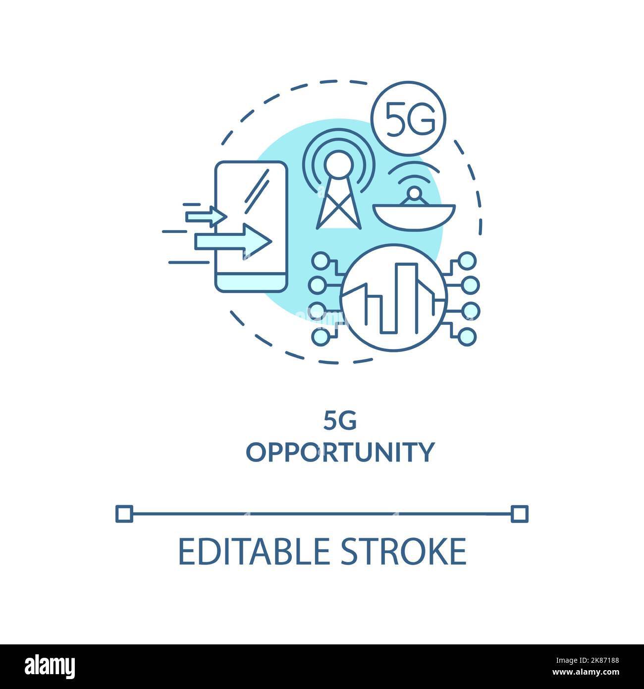 Fifth generation opportunity turquoise concept icon Stock Vector Image ...