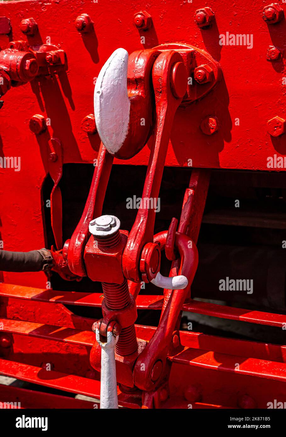 Steam locomotive towing hook to connect train carriages to haul and ...