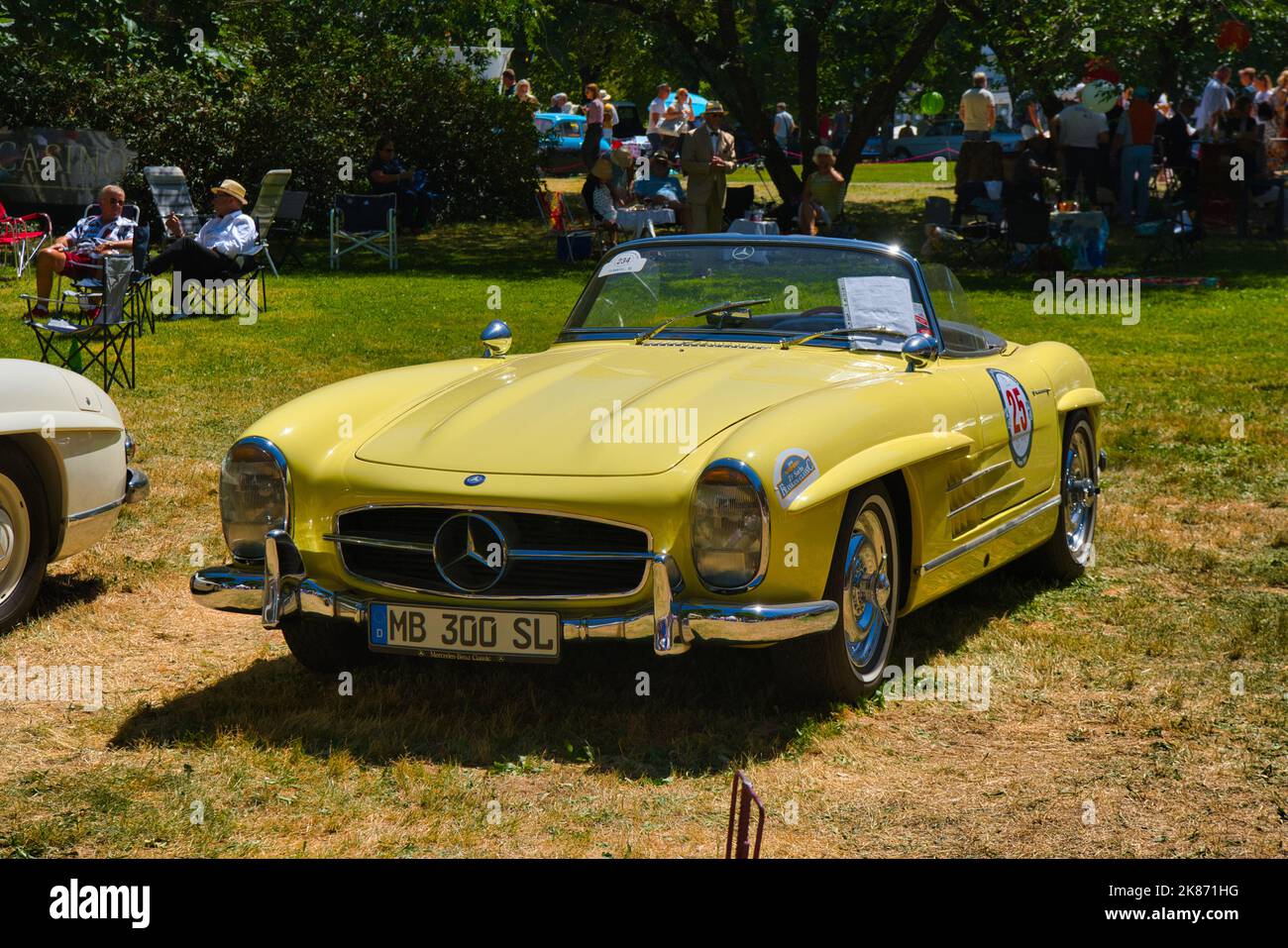 BADEN BADEN, GERMANY - JULY 2022: lemon yellow Mercedes-Benz 300 SL ...