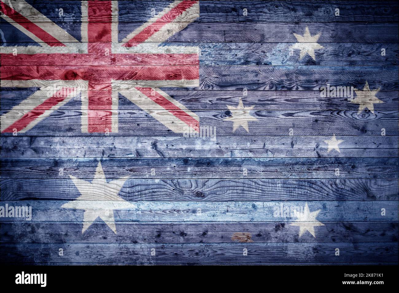 A vignetted background image of the flag of Australia painted onto ...