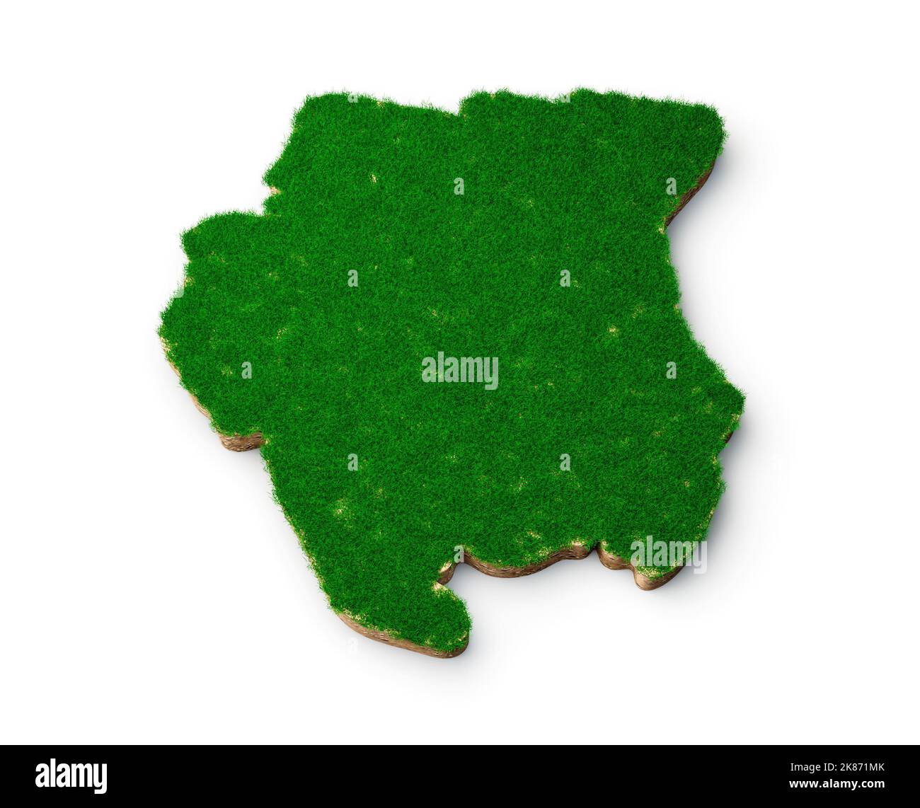 Suriname Map soil land geology cross section with green grass and Rock ...