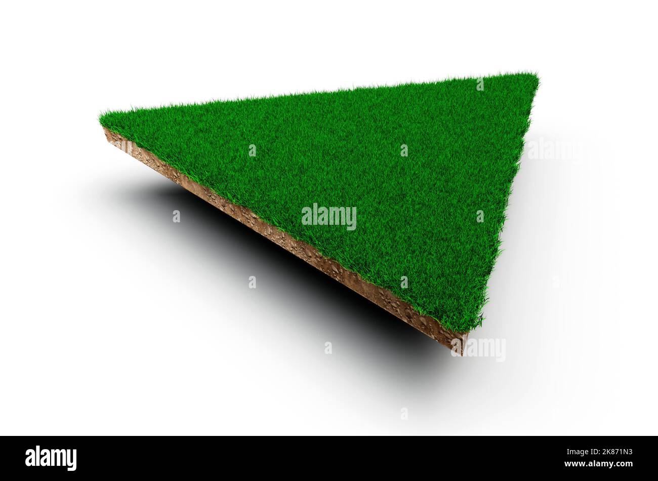 Triangle shape soil land geology cross section with green grass, earth ...