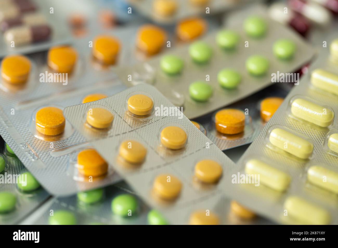 Many pieces of medicine blister packs Stock Photo - Alamy