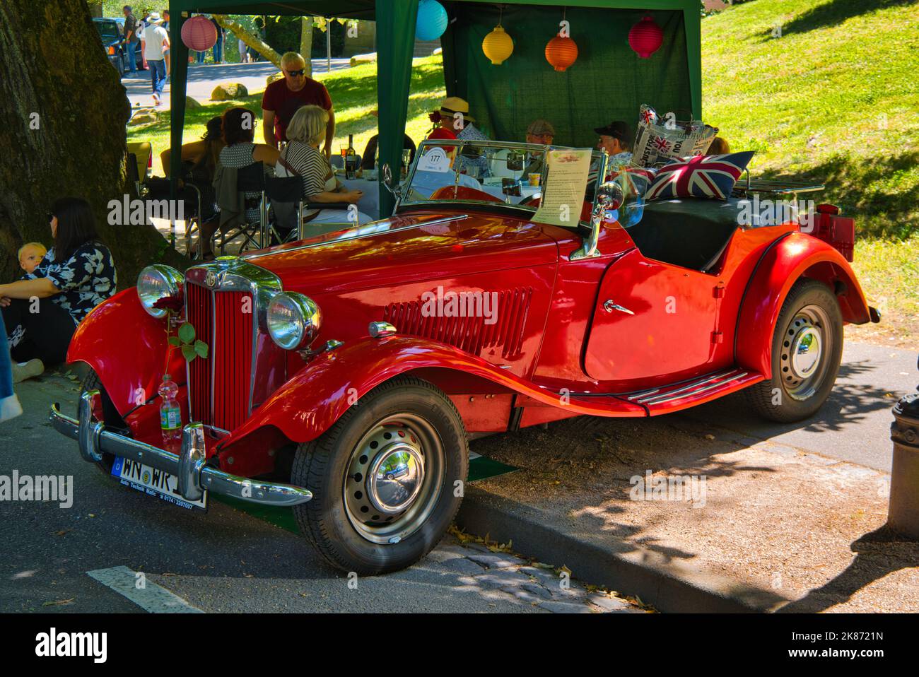 BADEN BADEN, GERMANY - JULY 2022: red MG TD 1951 cabrio roadster ...