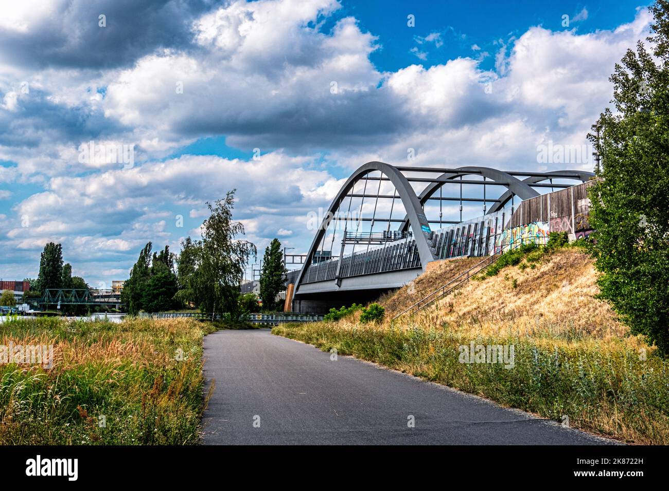 Cycle path along the route of Former Berlin Wall passes under Ernst ...