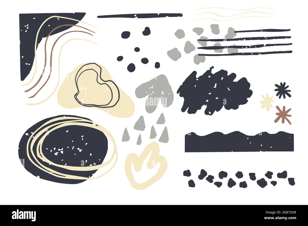 Set Trendy aesthetic organic shapes abstract splodge elements textured ...