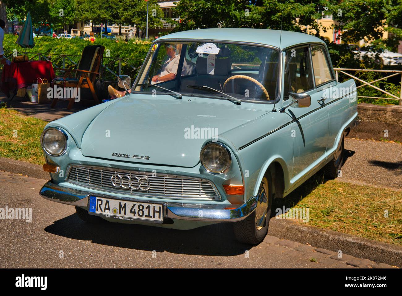BADEN BADEN, GERMANY - JULY 2022: blue 1965 AUDI DKW F12, oldtimer ...