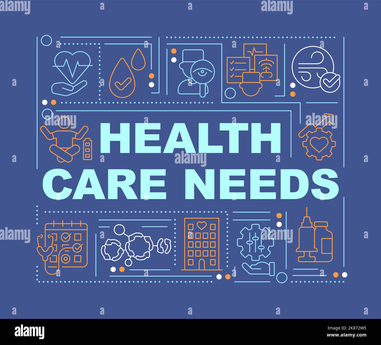 Health care needs word concepts dark blue banner Stock Vector Image & Art - Alamy