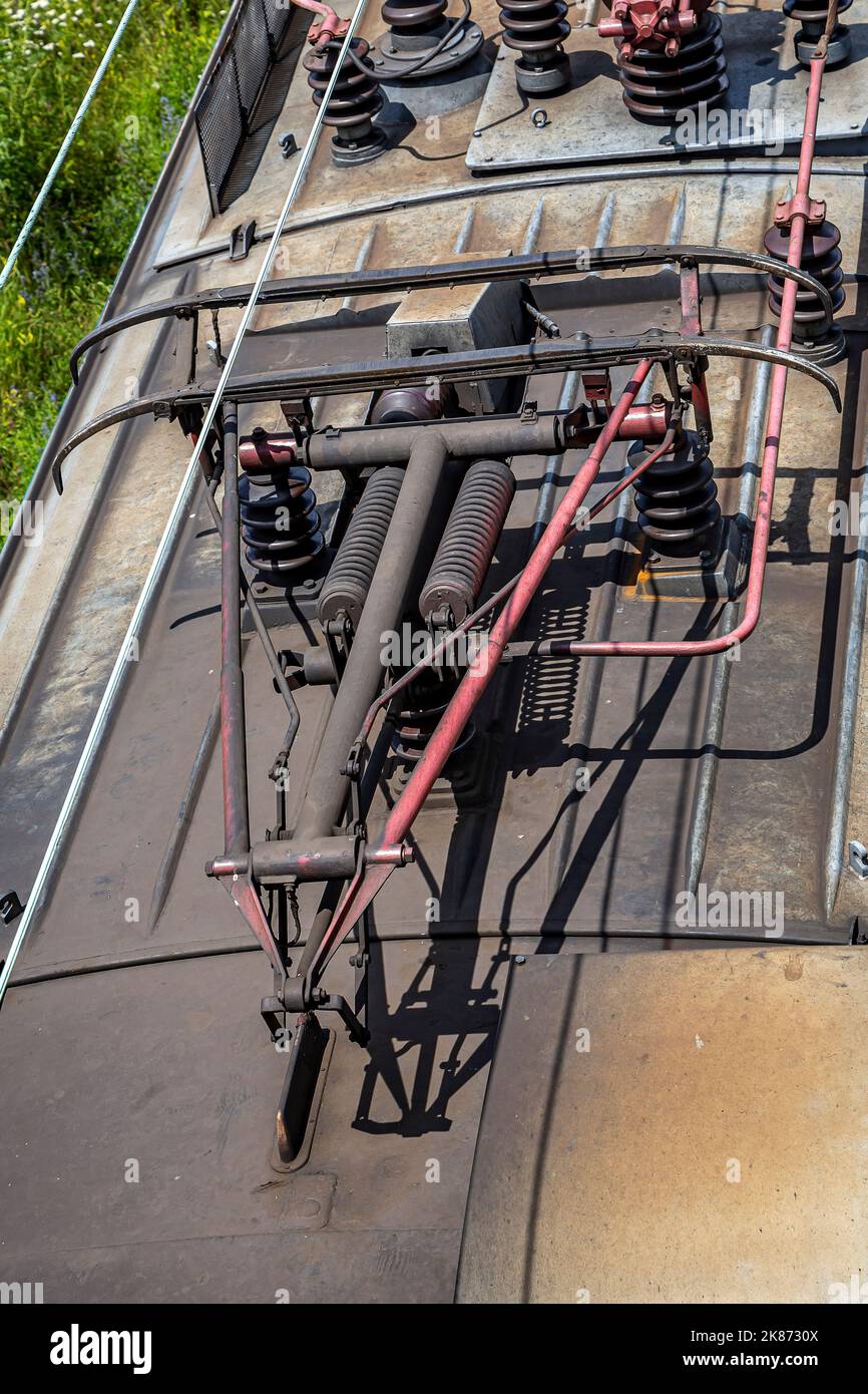 Top view of installation elements of an electric locomotive Stock Photo ...
