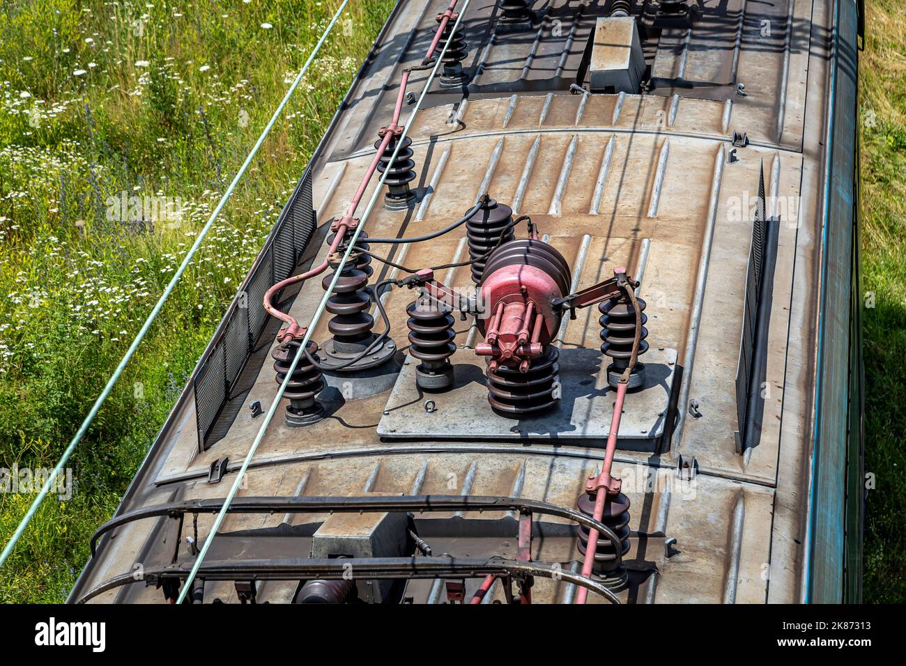 Top view of installation elements of an electric locomotive Stock Photo ...