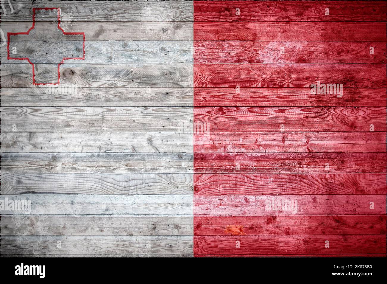A vignetted background image of the flag of Malta painted onto wooden ...