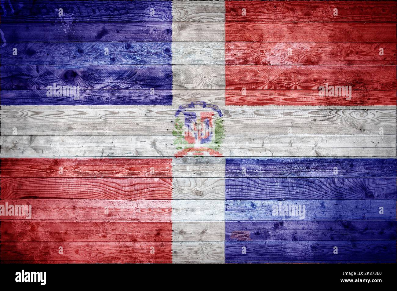 A vignetted background image of the flag of Dominican Republic painted ...