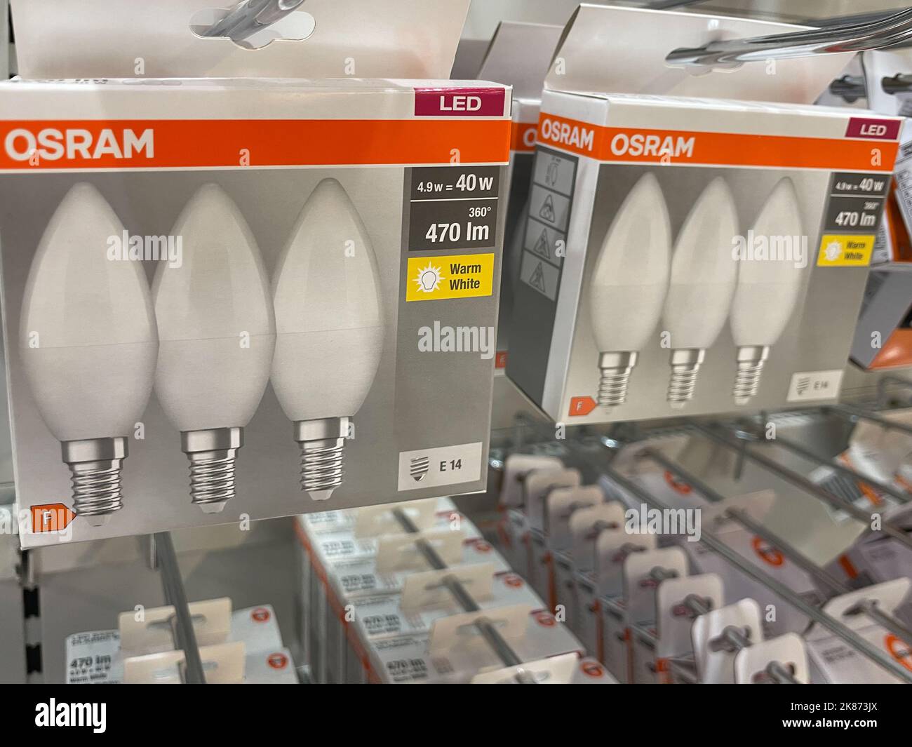 Nuremberg, Germany - March 03, 2022: Osram LED stick lamp displayed at ...
