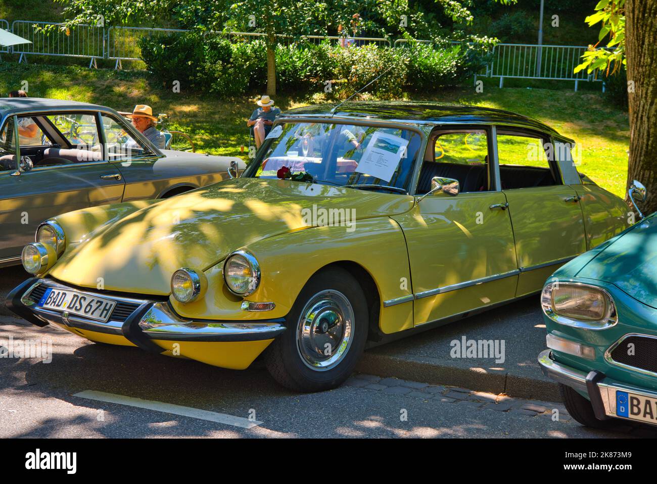BADEN BADEN, GERMANY - JULY 2022: yellow Citroen DS 21 coupe 1967 ...