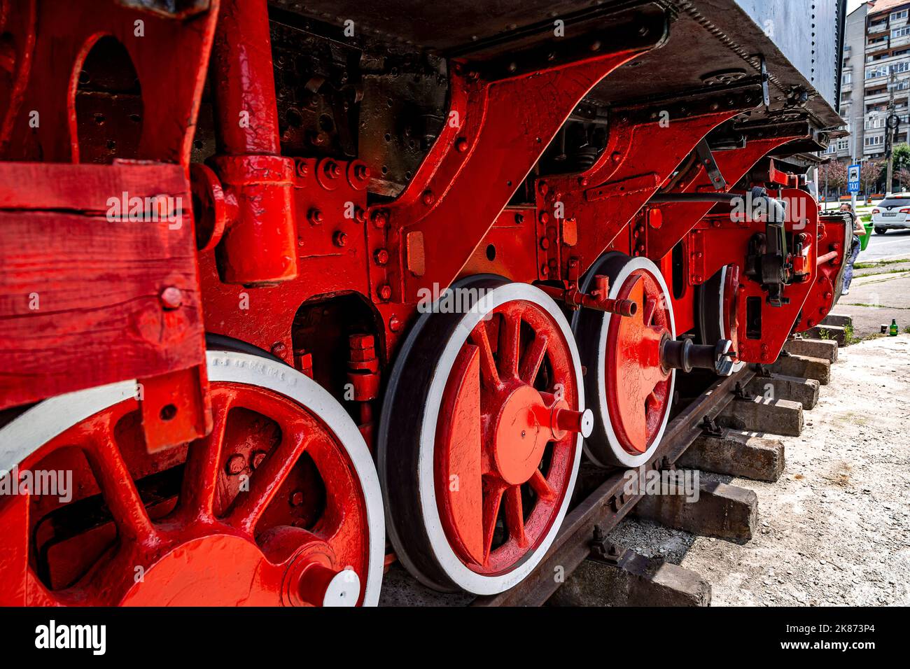 Old steam locomotive wheels Stock Photo - Alamy