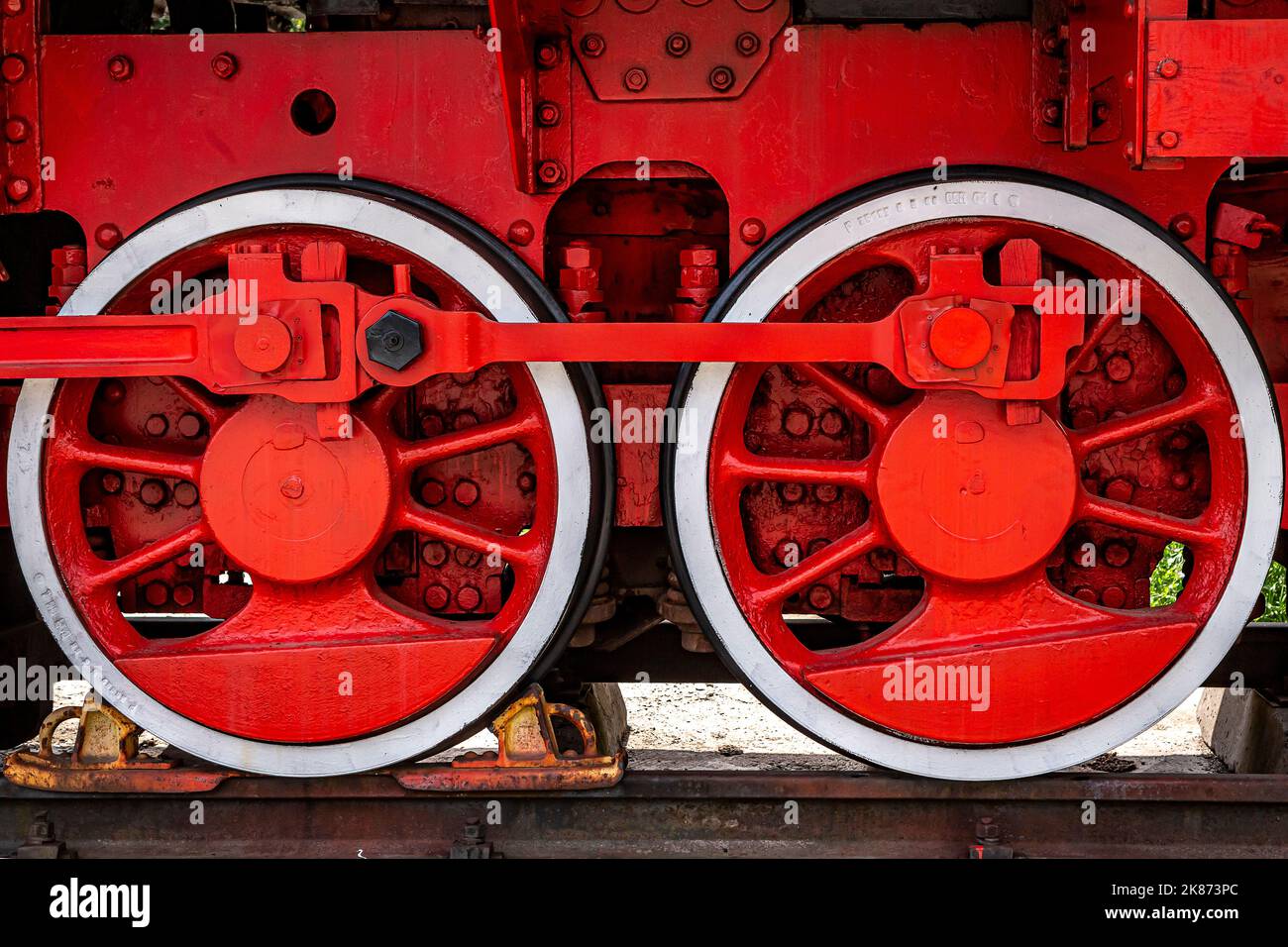 Old steam locomotive wheels Stock Photo - Alamy