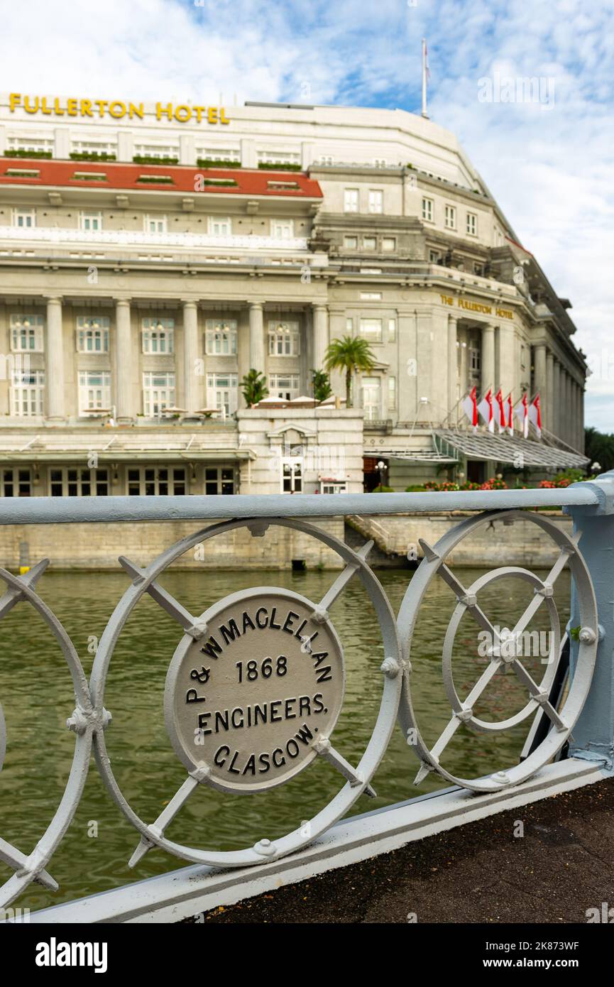 The Fullerton Hotel during daylight hours, Boat Quay, Singapore Stock ...