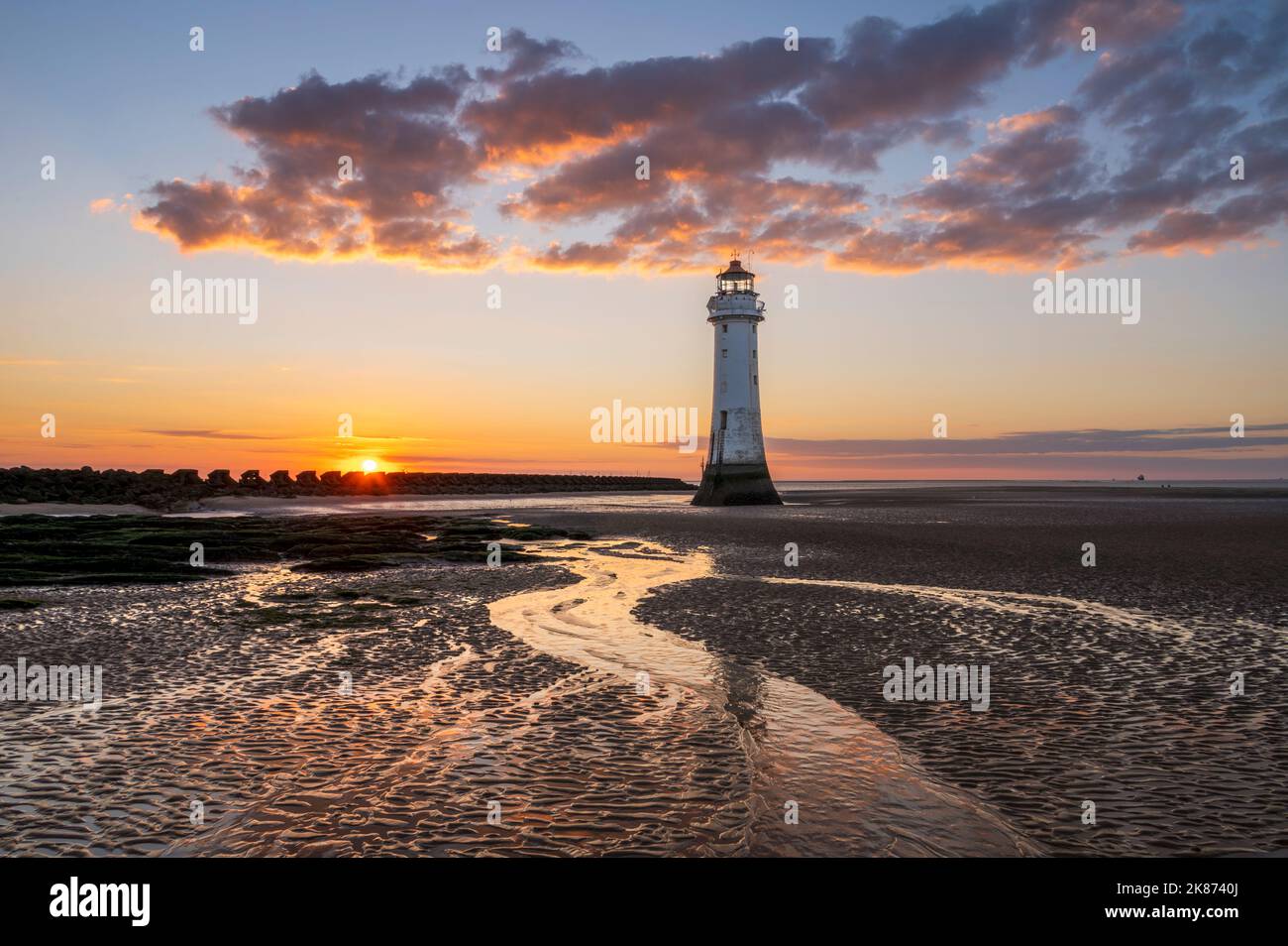 Perch Rock lighthouse at New Brighton, The Wirral, New Brighton ...