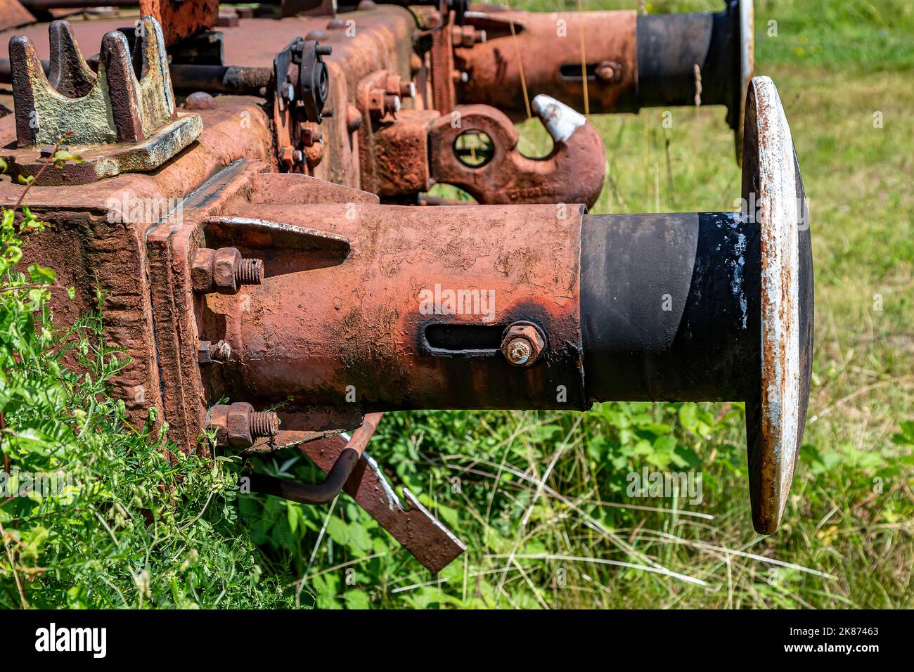 Pneumatic model of a buffer and hook system used on the railway with ...