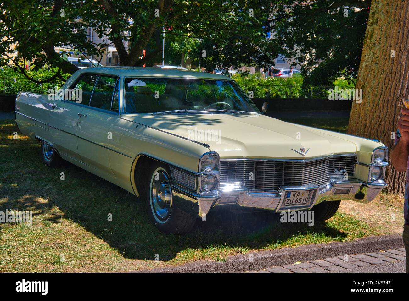 BADEN BADEN, GERMANY - JULY 2022: beige ivory white Cadillac de Ville ...
