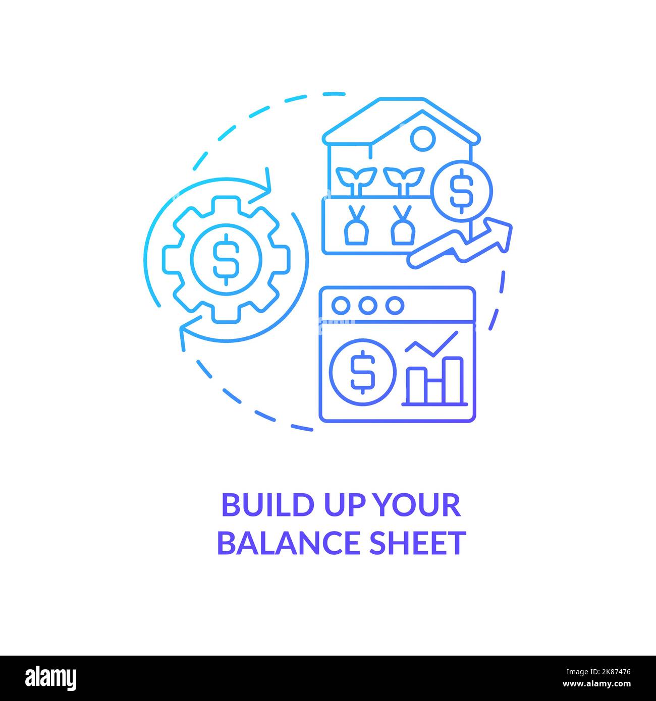 Build up your balance sheet blue gradient concept icon Stock Vector ...