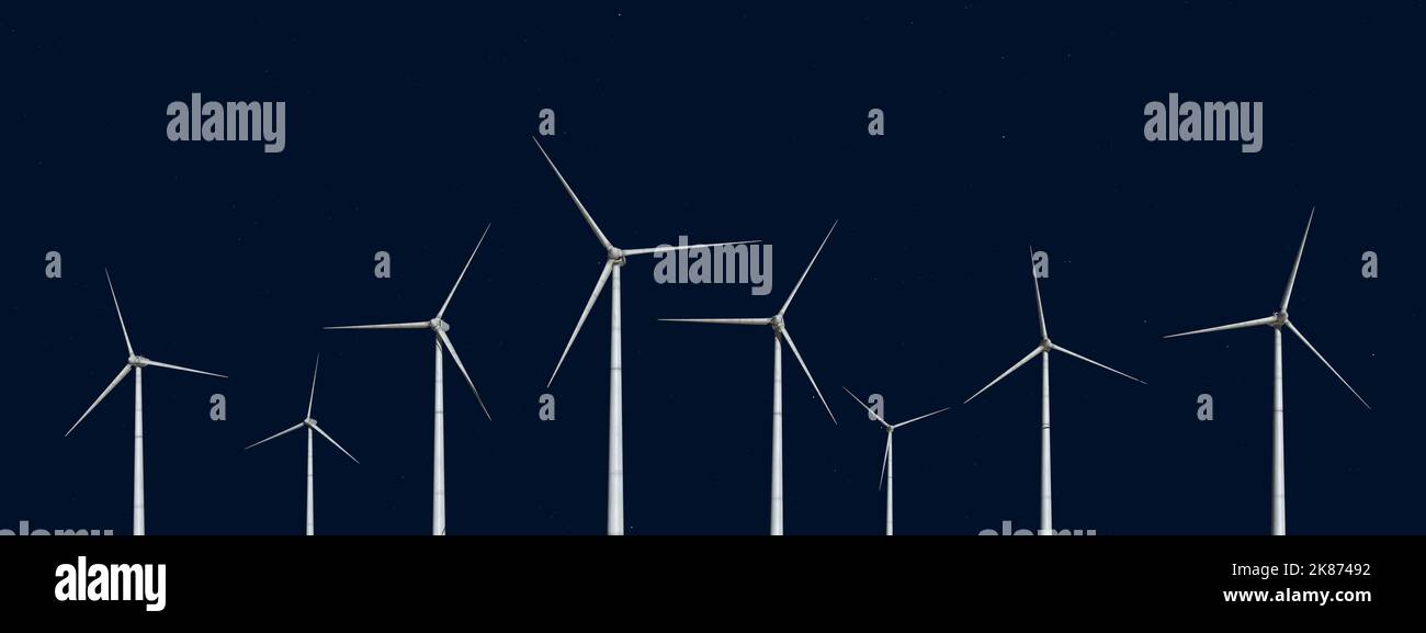 Wind turbines at night Stock Photo - Alamy