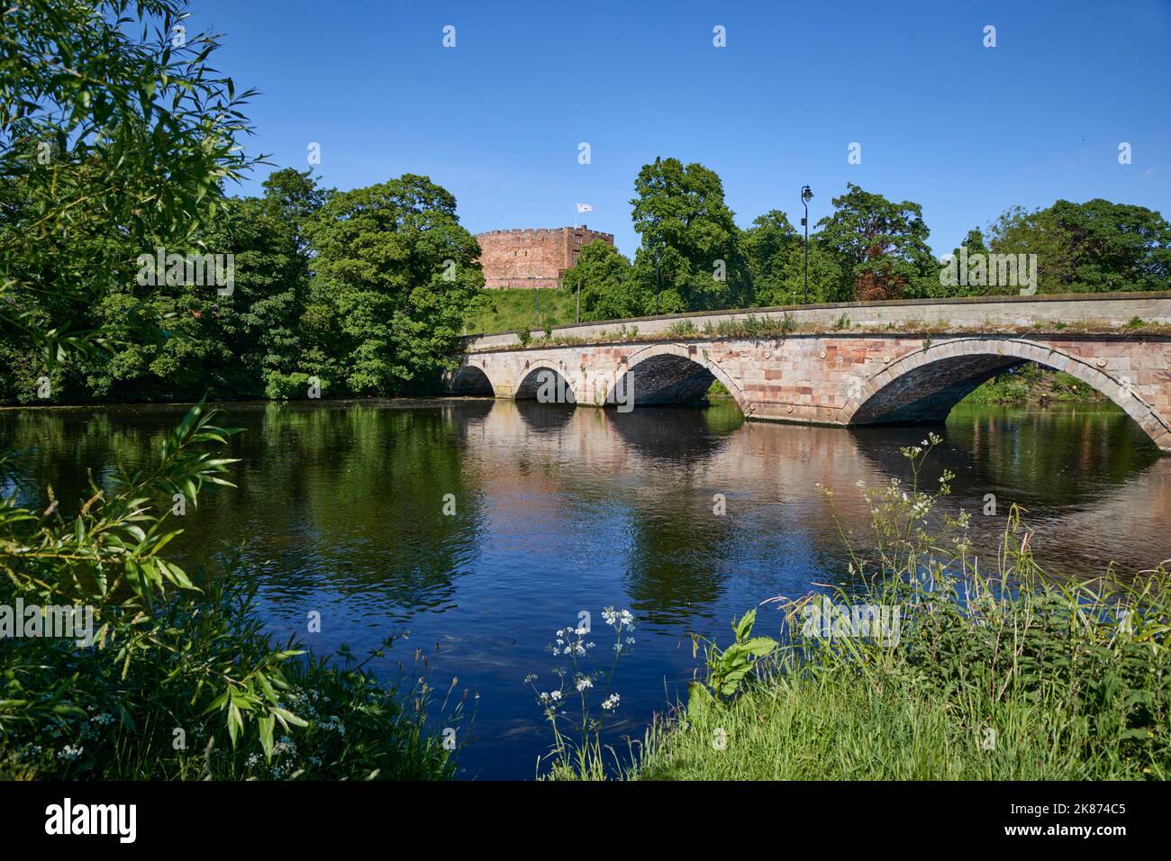View of Tamworth Castle and River Thame, Tamworth, Staffordshire ...