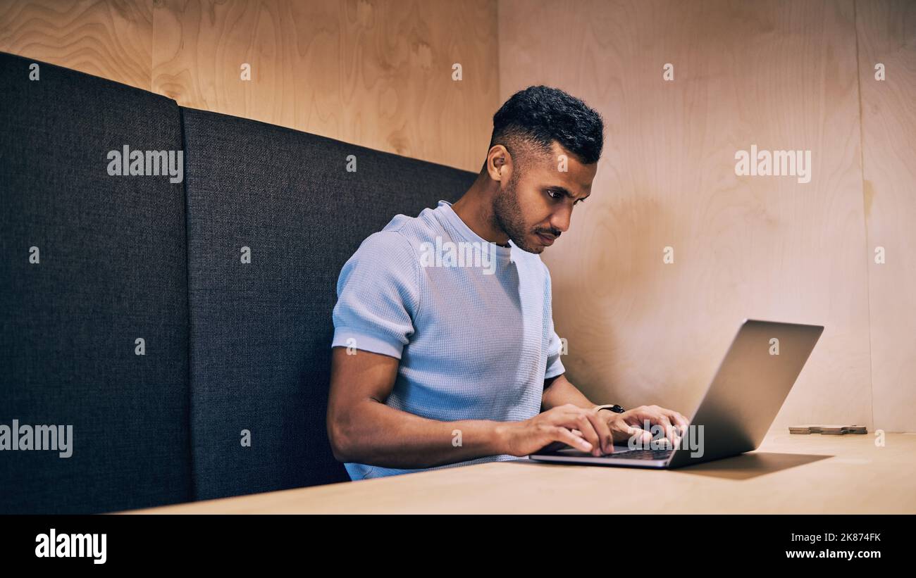 Today has been super productive. a young businessman using his laptop ...