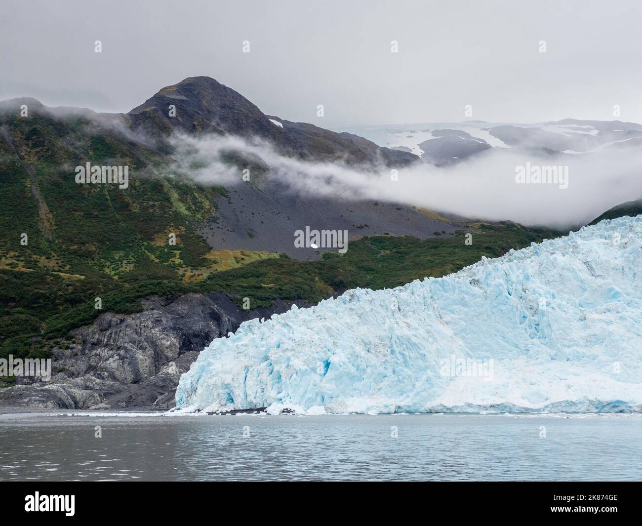 A view of the Aialik Glacier, coming off the Harding Ice Field, Kenai ...