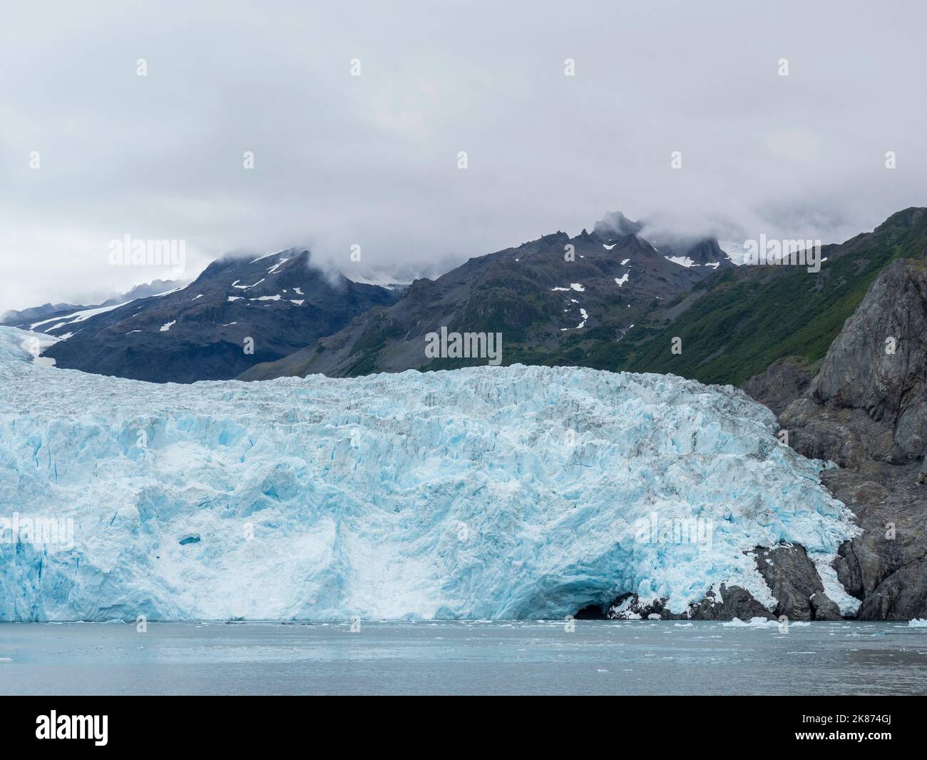 A view of the Aialik Glacier, coming off the Harding Ice Field, Kenai ...