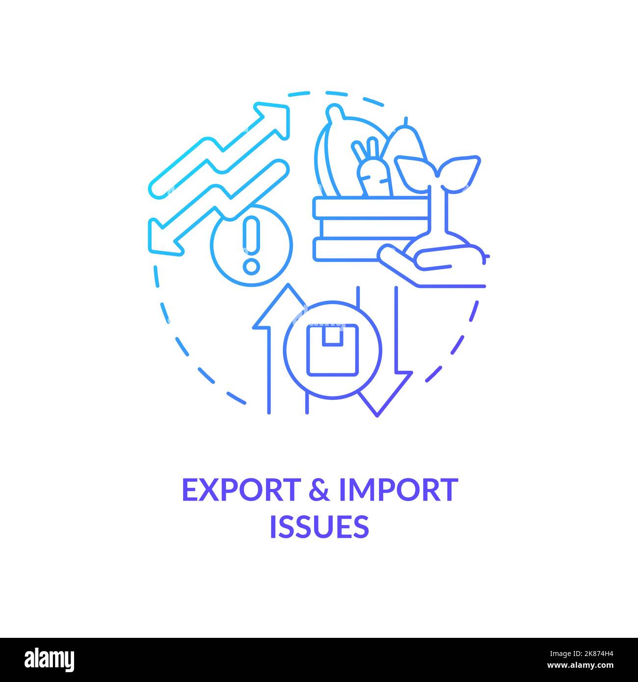 Agro export and import issues blue gradient concept icon Stock Vector ...