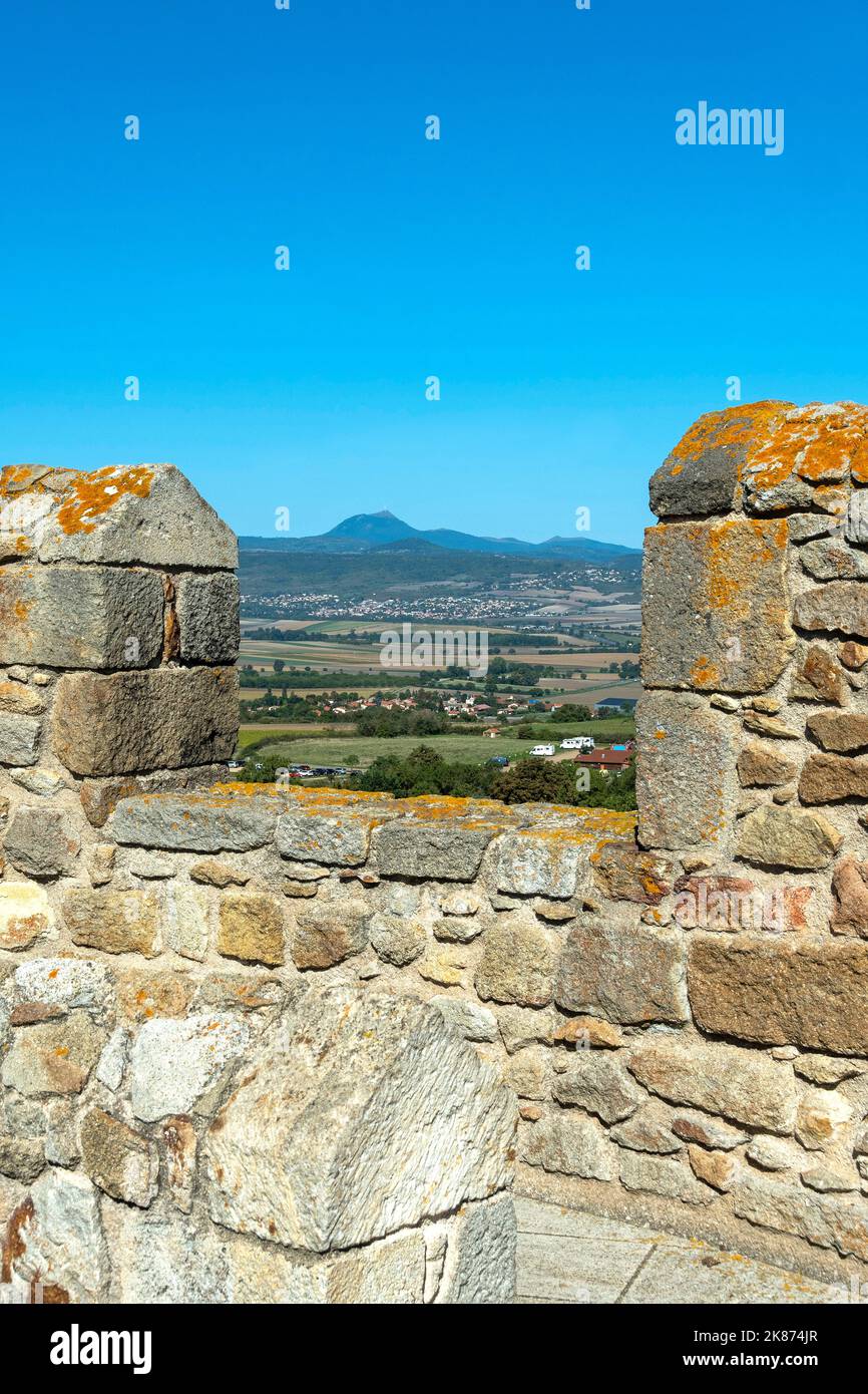 View on the Auvergne volcanoes from the tower of Montpeyroux (labelled ...