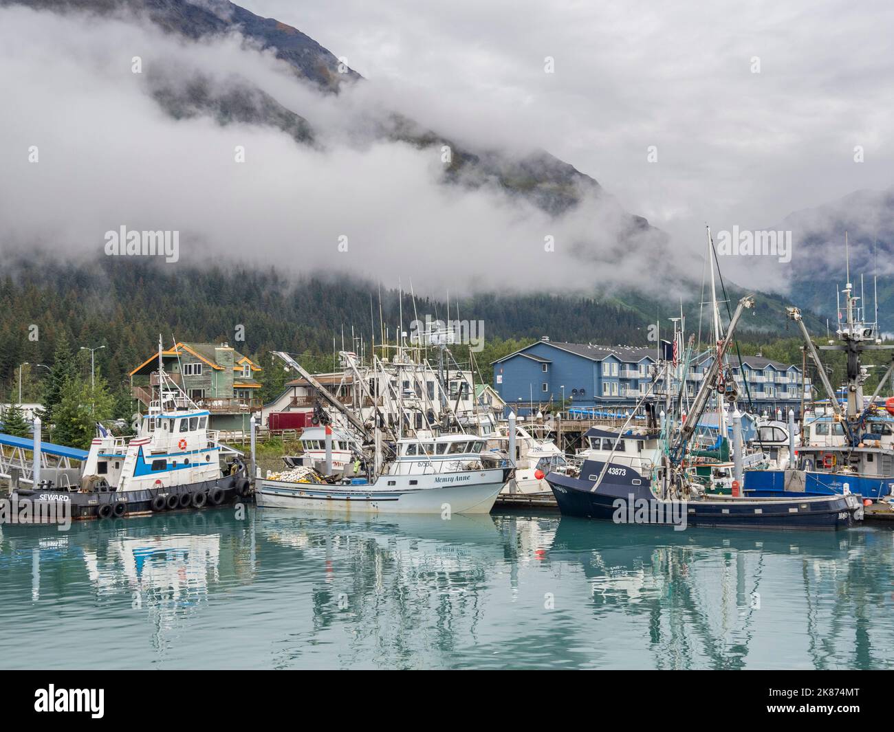 The Seward Harbor in Resurrection Bay, gateway to the Kenai Fjords in ...