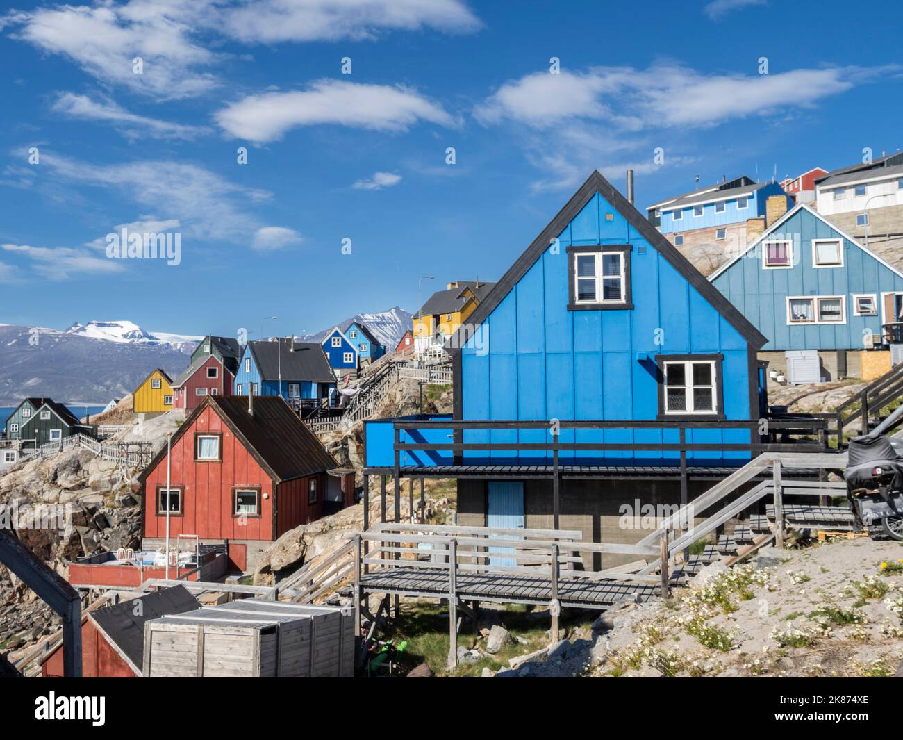 Colorfully painted houses in the small town of Uummannaq on Uummannaq ...