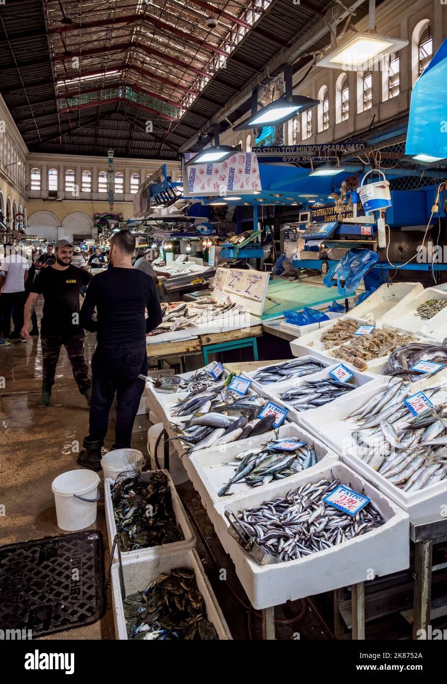 Fish Stall at Central Municipal Market, Athens, Attica, Greece, Europe ...
