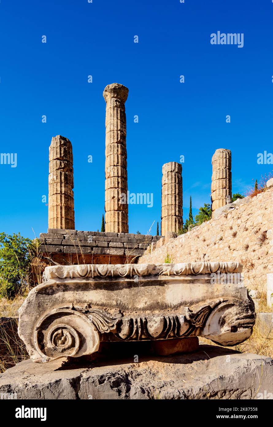 The Temple of Apollo, Delphi, UNESCO World Heritage Site, Phocis ...