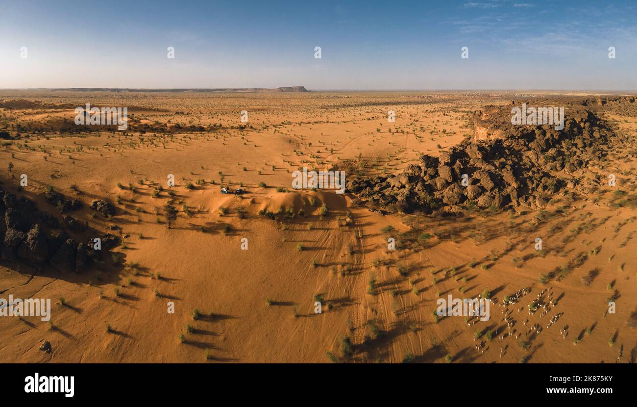 A group of peculiar rock formations between Kiffa and Ayoun, Mauritania ...