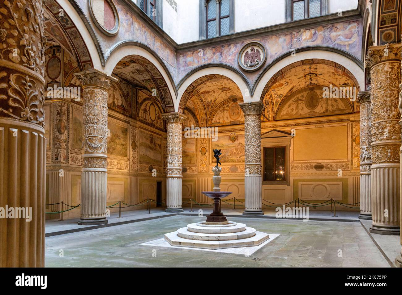 The courtyard of Palazzo Vecchio, Florence, UNESCO World Heritage Site ...