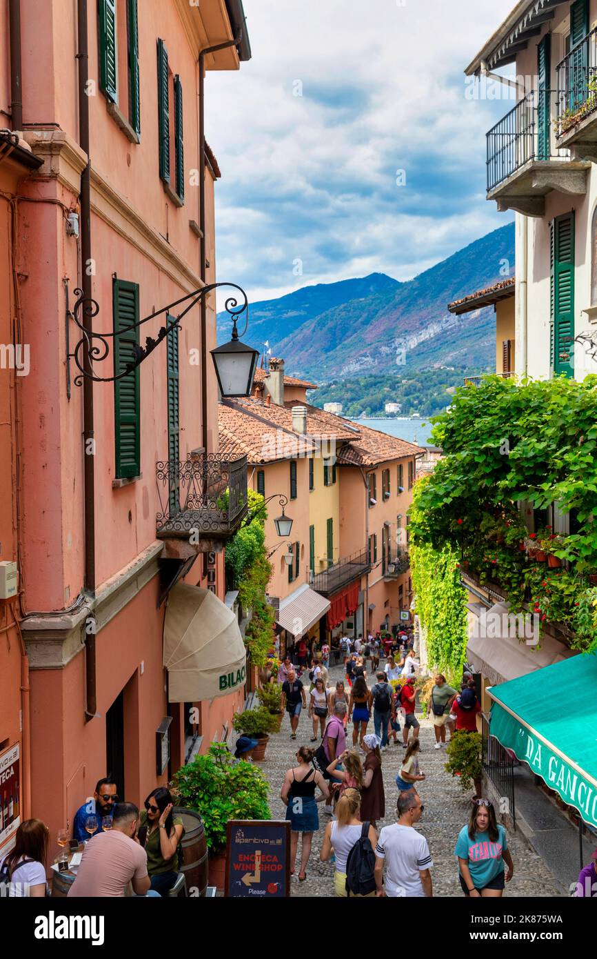 Street view, Bellagio, Lake Como, Como district, Lombardy, Italian ...