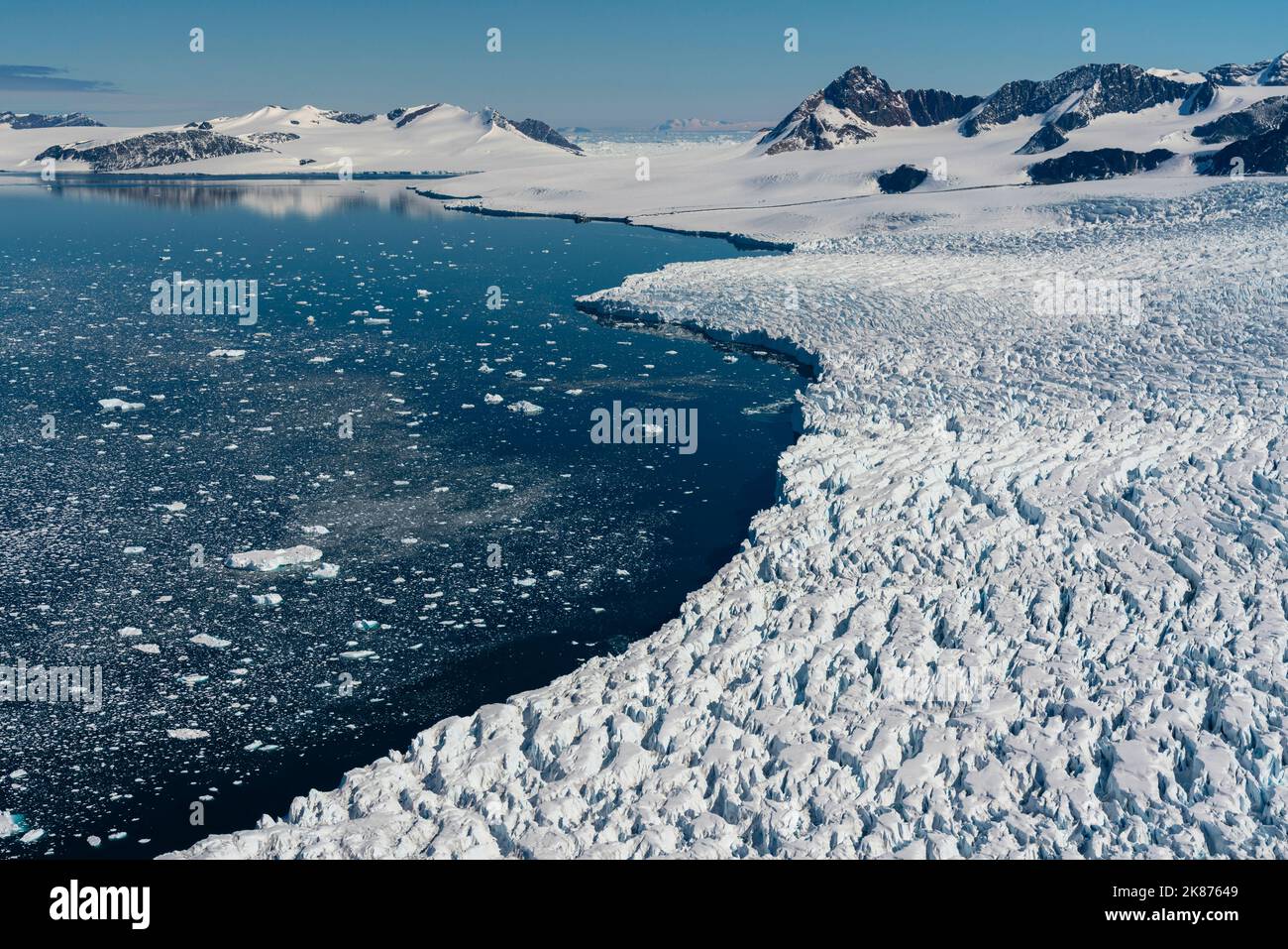 Aerial view of Larsen Inlet glacier, Weddell Sea, Antarctica, Polar ...