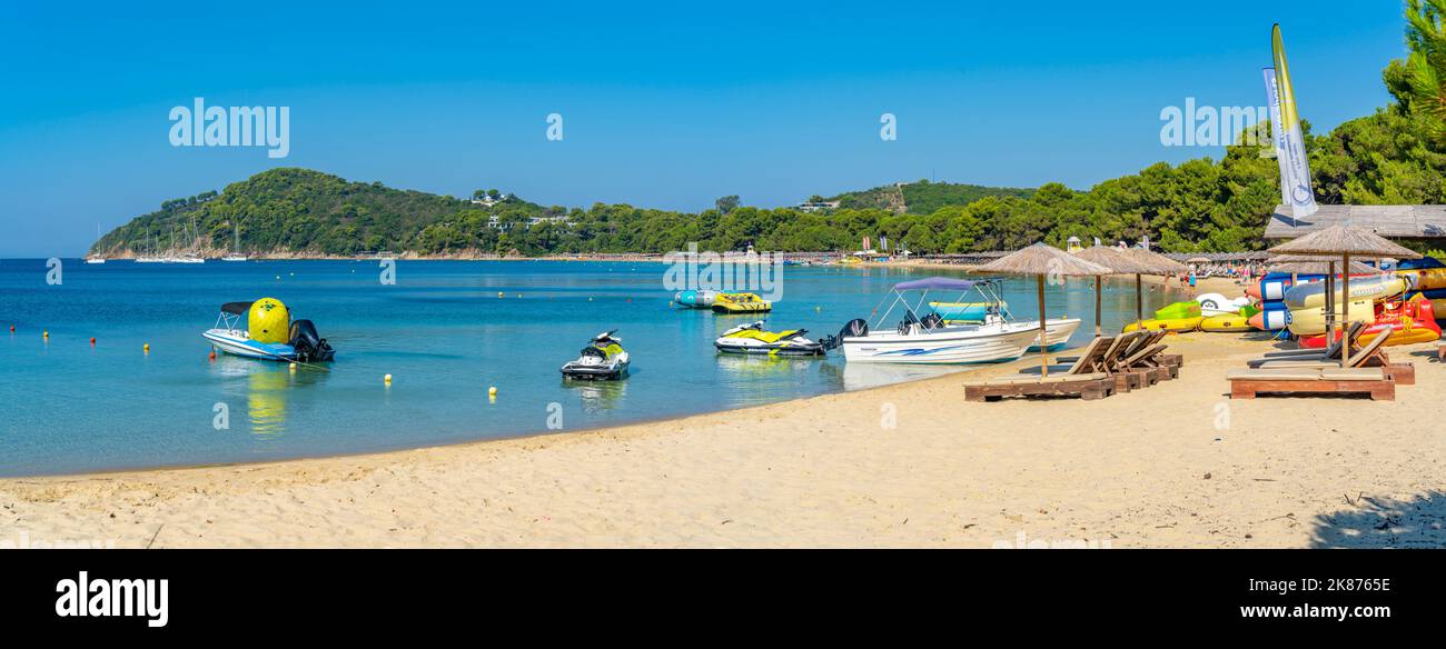 View of Koukounaries Beach, Skiathos Town, Skiathos Island, Sporades ...