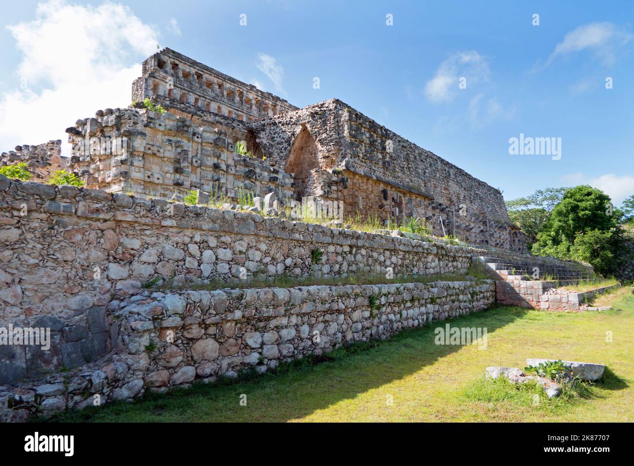 Palace of the Masks or Codz Poop palace at the Maya site of Kabah ...