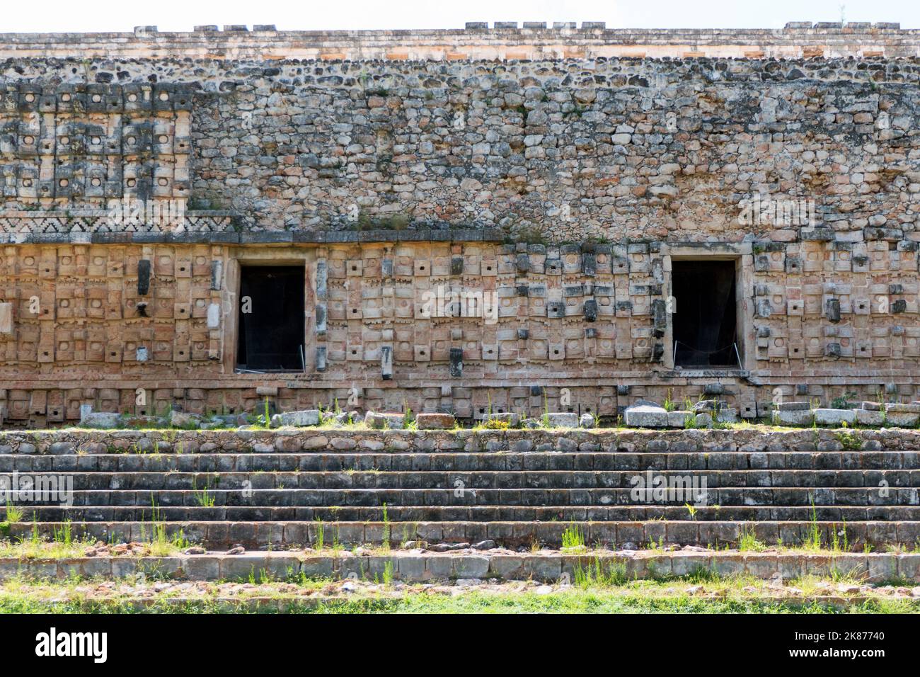 Facade of the Codz Poop palace at the Maya site of Kabah, Yucatan ...